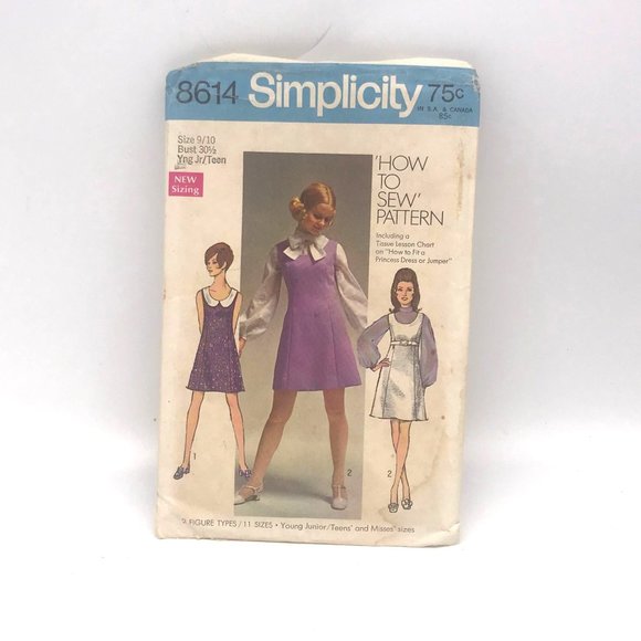 Simplicity | Office | Vintage Sewing Pattern Simplicity 864 How To Sew 1969 Young Junior Teens ...
